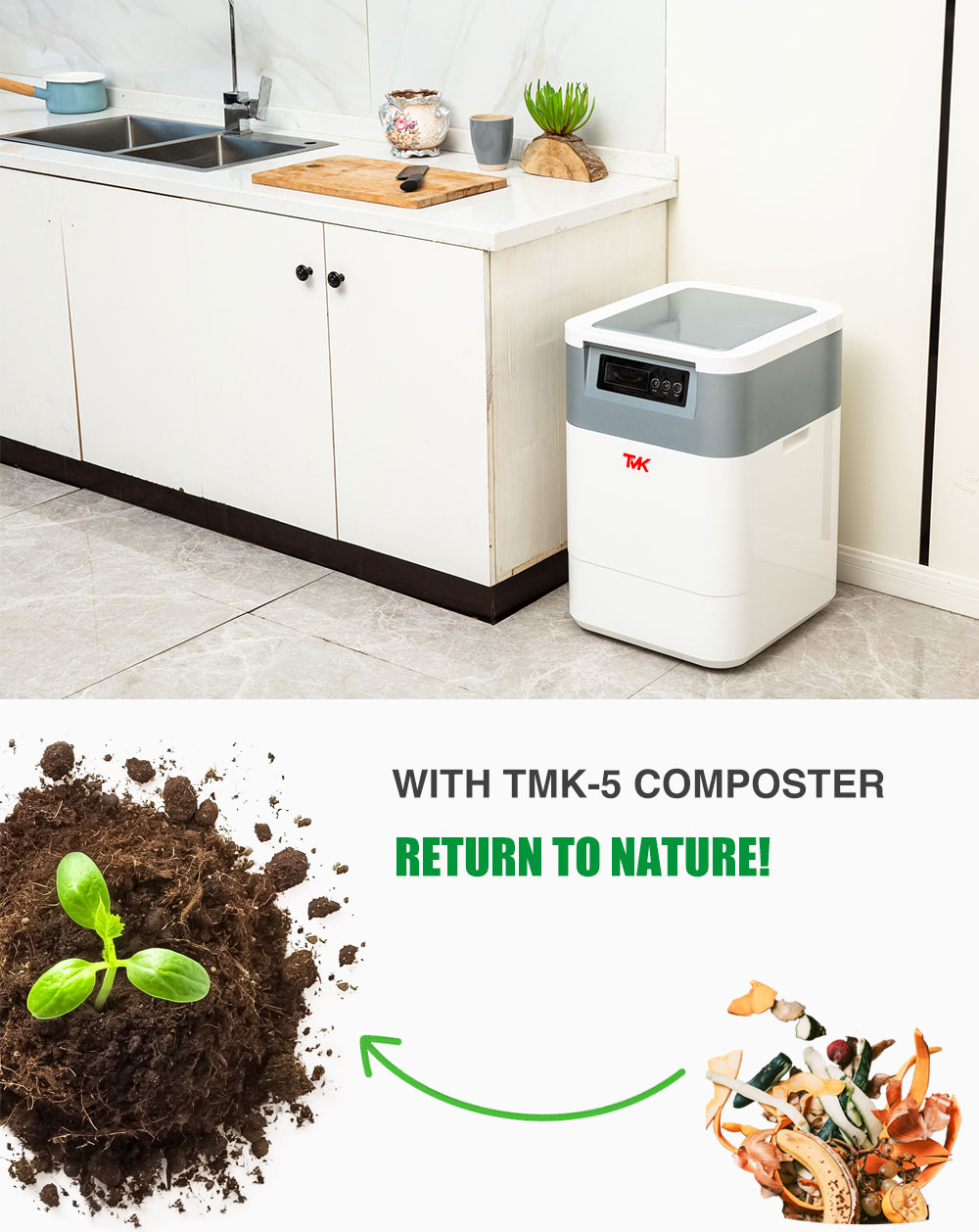 Indoor Composter - 24 Hours Kitchen Food Waste Composting
